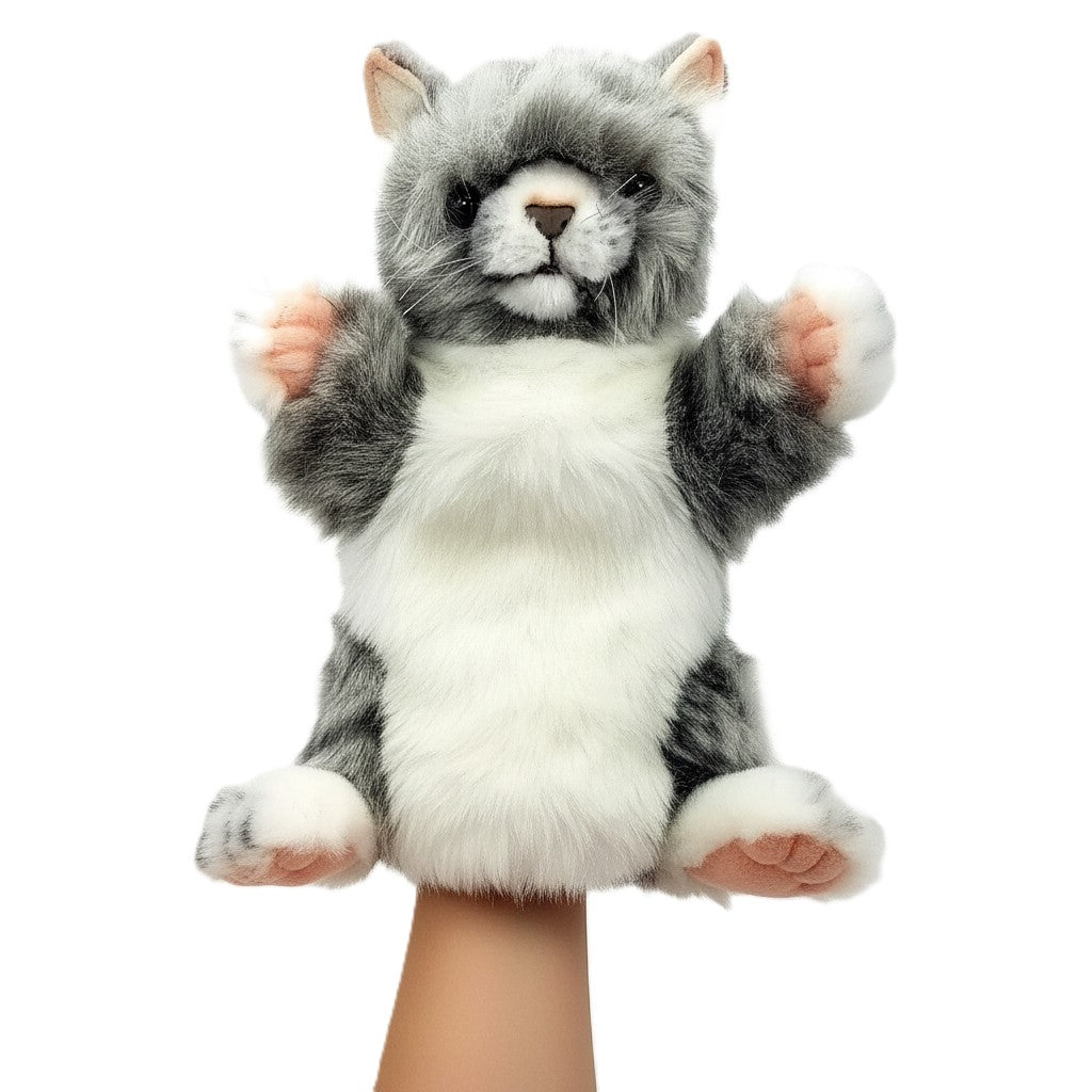 Jacquard Cat Full Body Hand Puppet Doll Hansa Real Looking Plush Learn ...