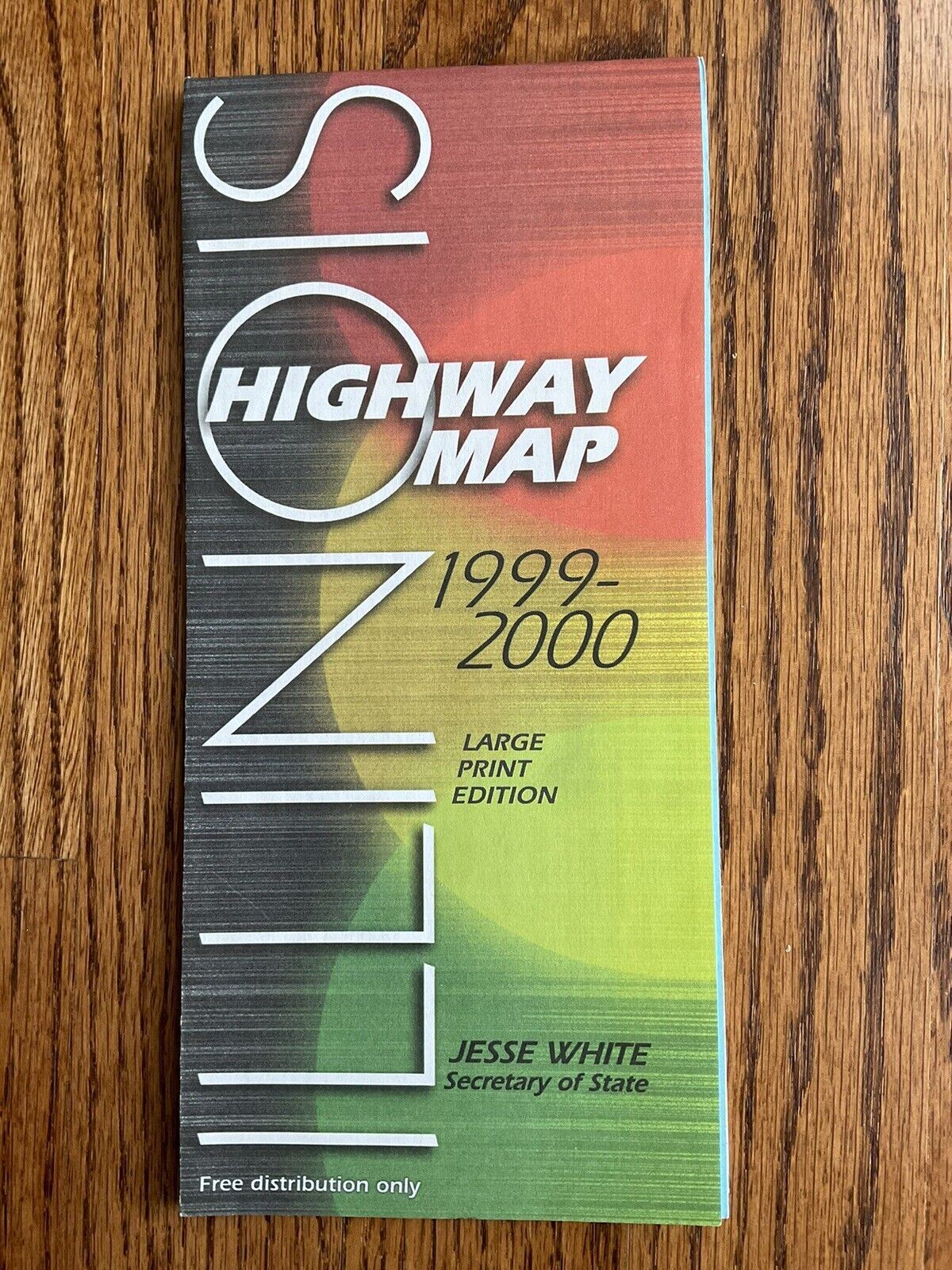 1999-2000 Large Print Official Illinois State Highway Travel Road Map ...